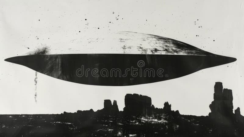Oval form,ufo, poster stock illustration. Illustration of blackandwhite ...