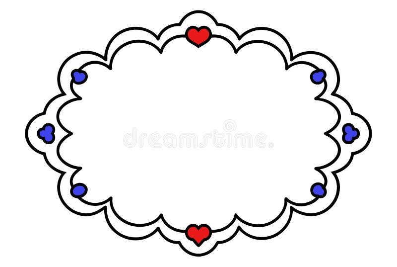 Oval Frame with Black Border. the Frame is Filled with Hearts Creating ...