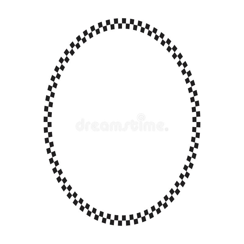 Oval Frame with Black and White Checkered Print. Elliptic Vignette with ...