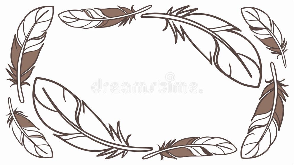 Oval Frame Border Made of Stylized Feathers Arranged in a Pattern ...