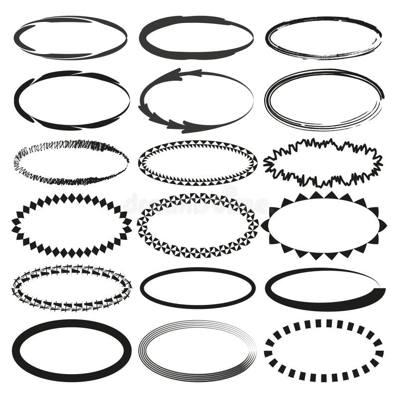 Oval Frame Collection. Decorative Oval Borders. Geometric Patterns Set ...