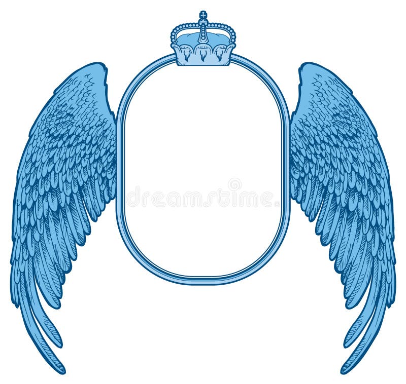 Oval Frame with Crown and Wings Stock Vector - Illustration of falcon ...