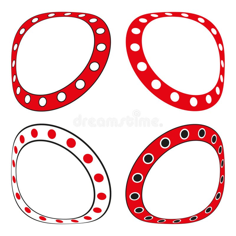 Oval Frame Elements. Red Border Pattern. Dot Decoration Vector. Abstract Ring Shapes Stock ...