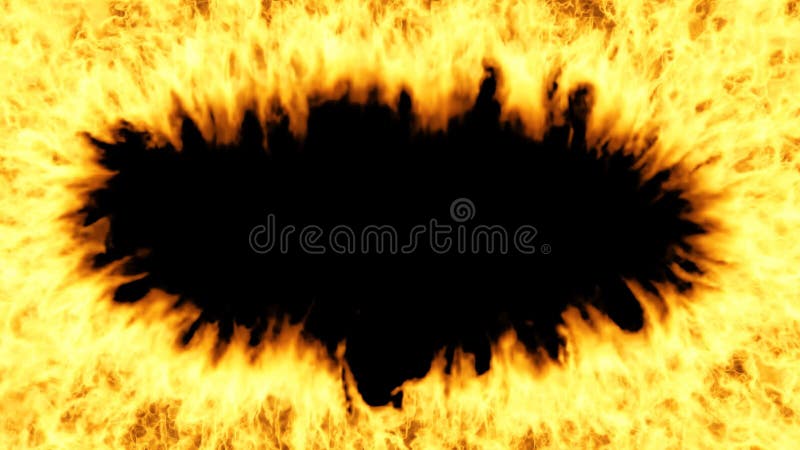 Oval Fiery Frame on a Transparent Background Moves Away from the Viewer ...