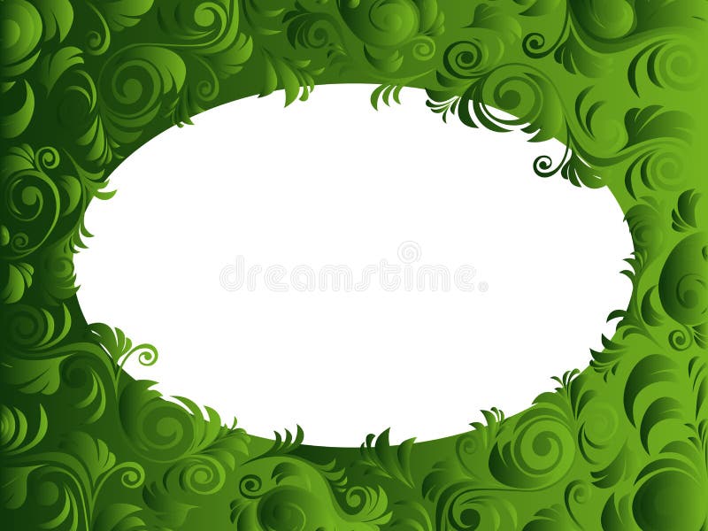 Oval Frame with Floral Elements in Green Hues Stock Vector ...