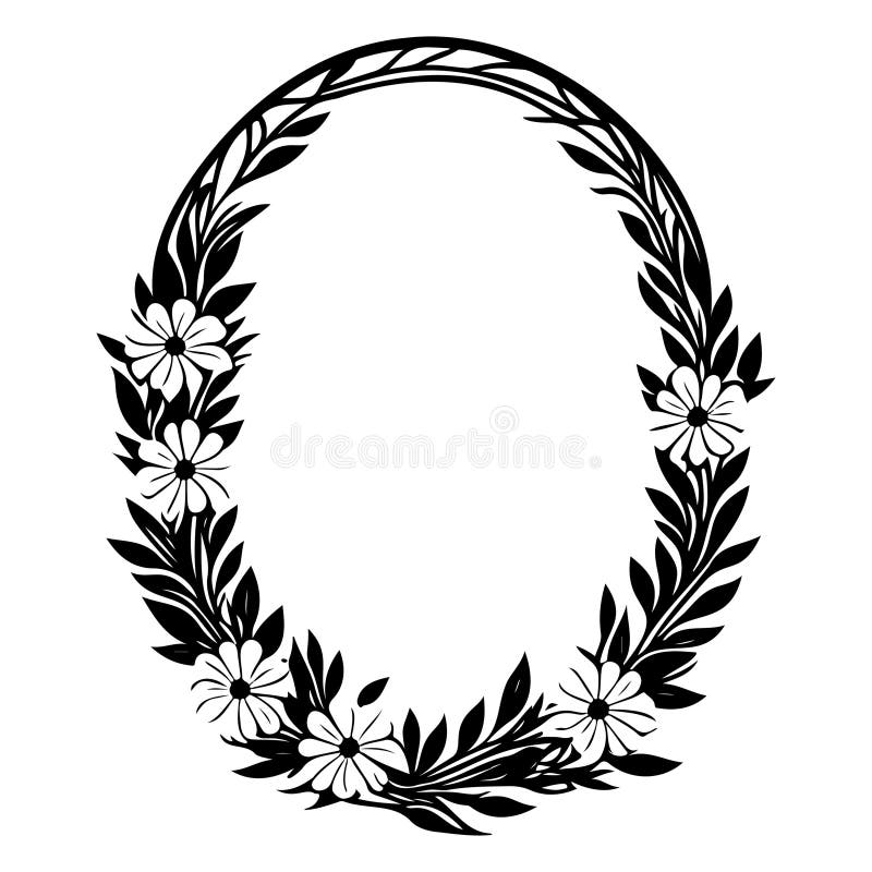 Oval Frame Flower Icon Hand Draw Black Colour Logo Symbol Perfect Stock ...