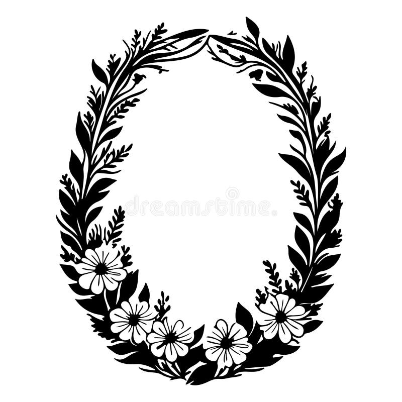 Oval Frame Flower Icon Hand Draw Black Colour Logo Symbol Perfect Stock ...
