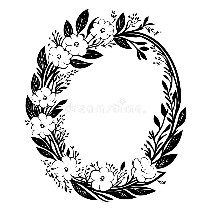 Oval Frame Flower Icon Hand Draw Black Colour Logo Symbol Perfect Stock ...