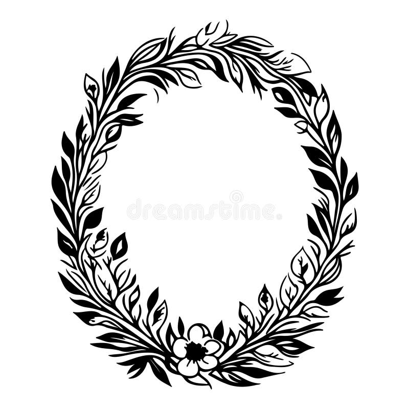 Oval Frame Flower Icon Hand Draw Black Colour Logo Symbol Perfect Stock ...