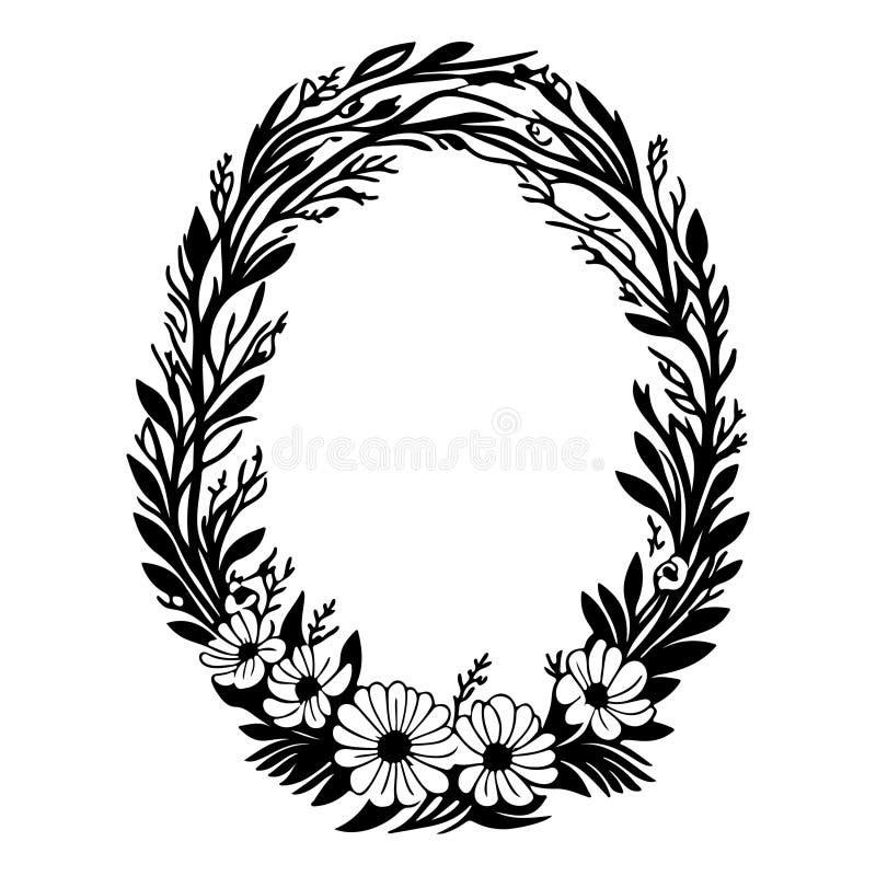 Oval Frame Flower Icon Hand Draw Black Colour Logo Symbol Perfect Stock ...