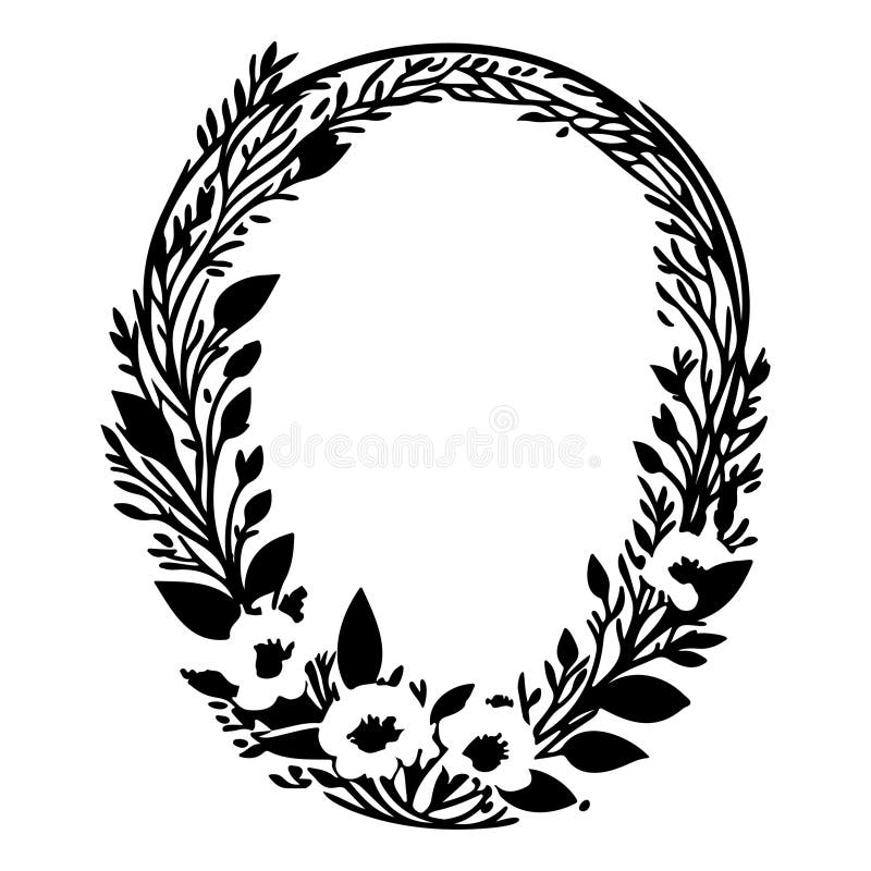 Oval Frame Flower Icon Hand Draw Black Colour Logo Symbol Perfect Stock ...
