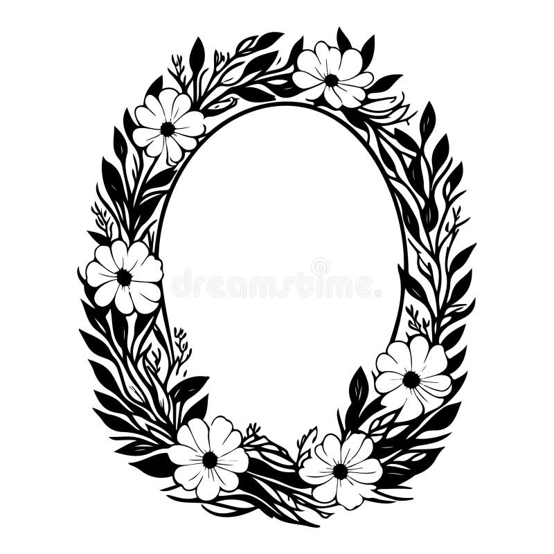 Oval Frame Flower Icon Hand Draw Black Colour Logo Symbol Perfect Stock ...