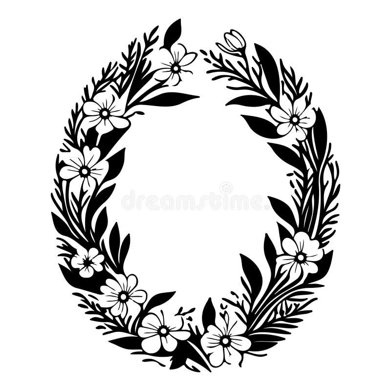 Oval Frame Flower Icon Hand Draw Black Colour Logo Symbol Perfect Stock ...
