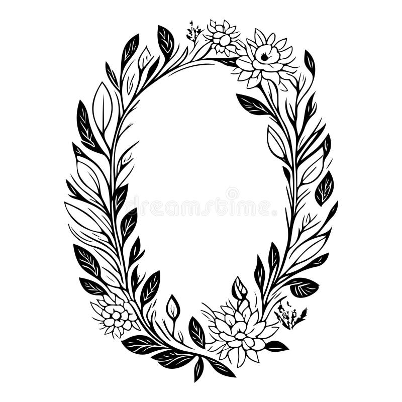 Oval Frame Flower Icon Hand Draw Black Logo Symbol Perfect Stock ...