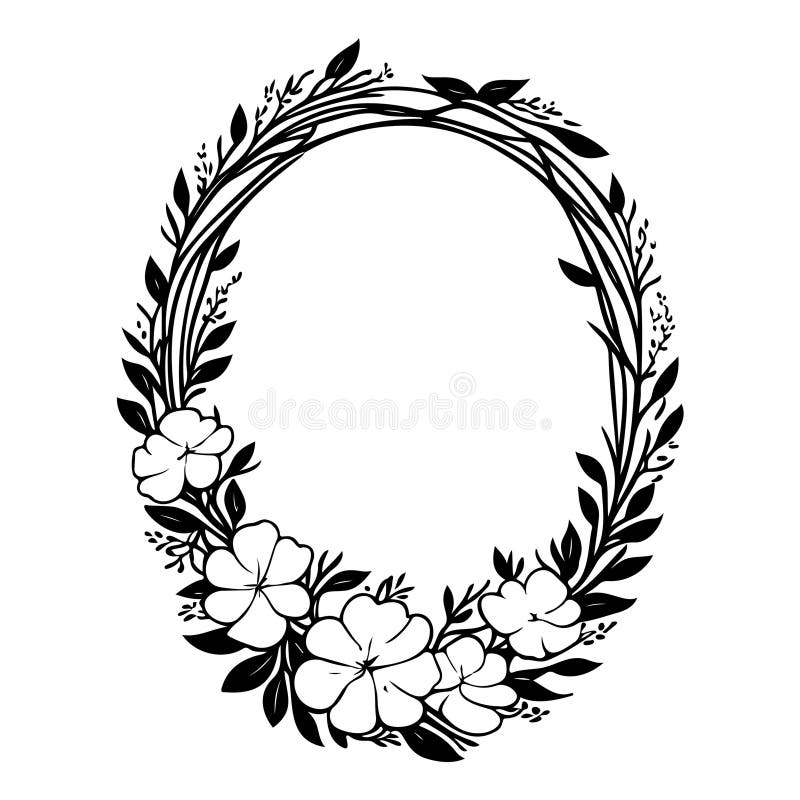 Oval Frame Flower Icon Hand Draw Black Logo Symbol Perfect Stock ...