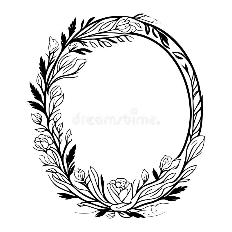 Oval Frame Flower Icon Hand Draw Black Logo Symbol Perfect Stock Vector ...