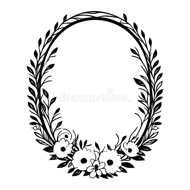Oval Frame Flower Icon Hand Draw Black Logo Symbol Perfect Stock Vector ...