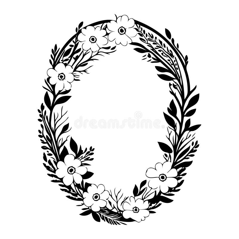 Oval Frame Flower Icon Hand Draw Black Colour Logo Symbol Perfect Stock ...