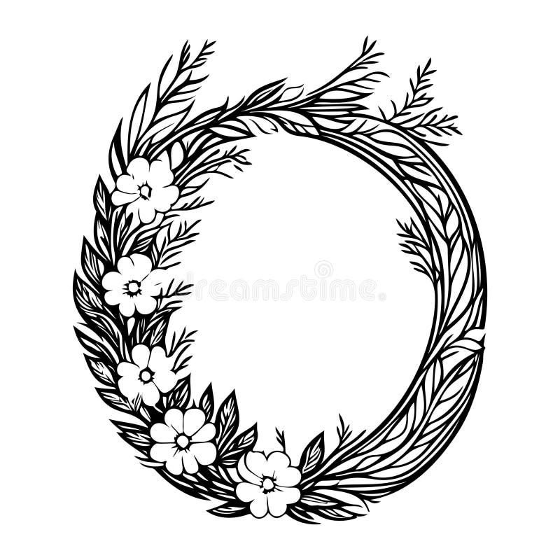 Oval Frame Flower Icon Hand Draw Black Logo Symbol Perfect Stock Vector ...