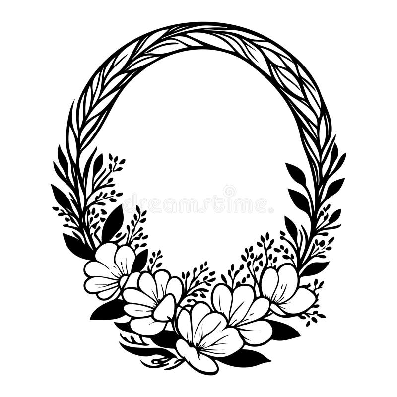Oval Frame Flower Icon Hand Draw Black Logo Symbol Perfect Stock ...