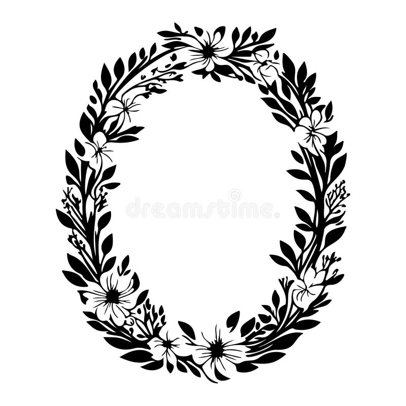 Oval Frame Flower Icon Hand Draw Black Logo Symbol Perfect Stock Vector ...
