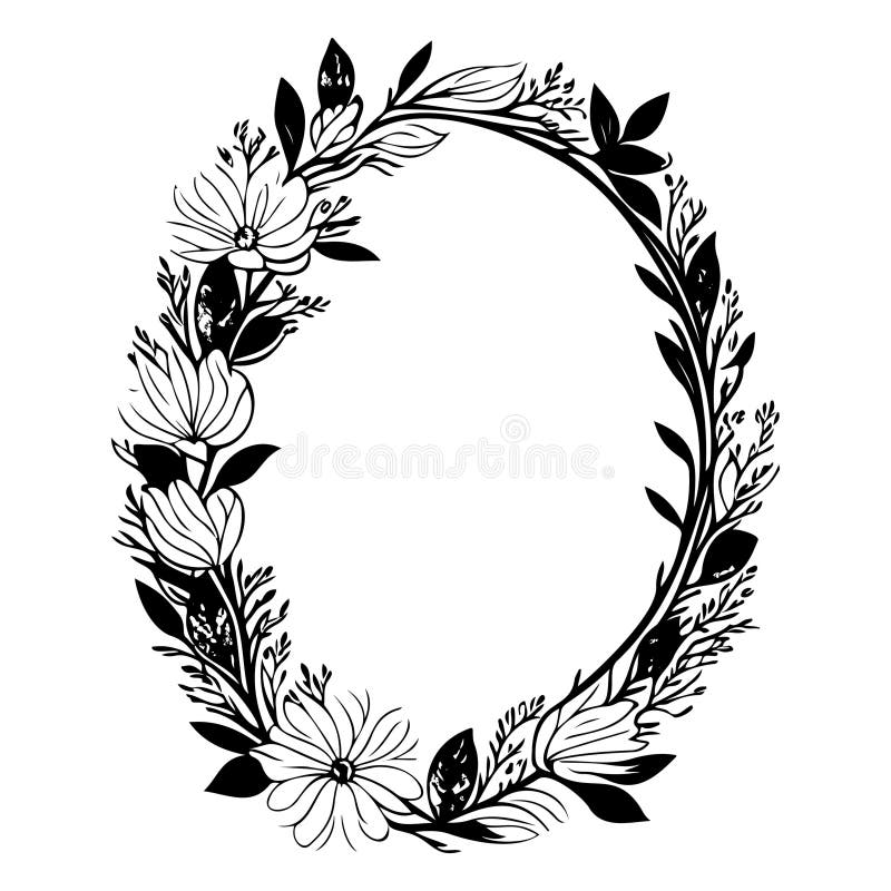 Oval Frame Flower Icon Hand Draw Black Logo Symbol Perfect Stock Vector ...