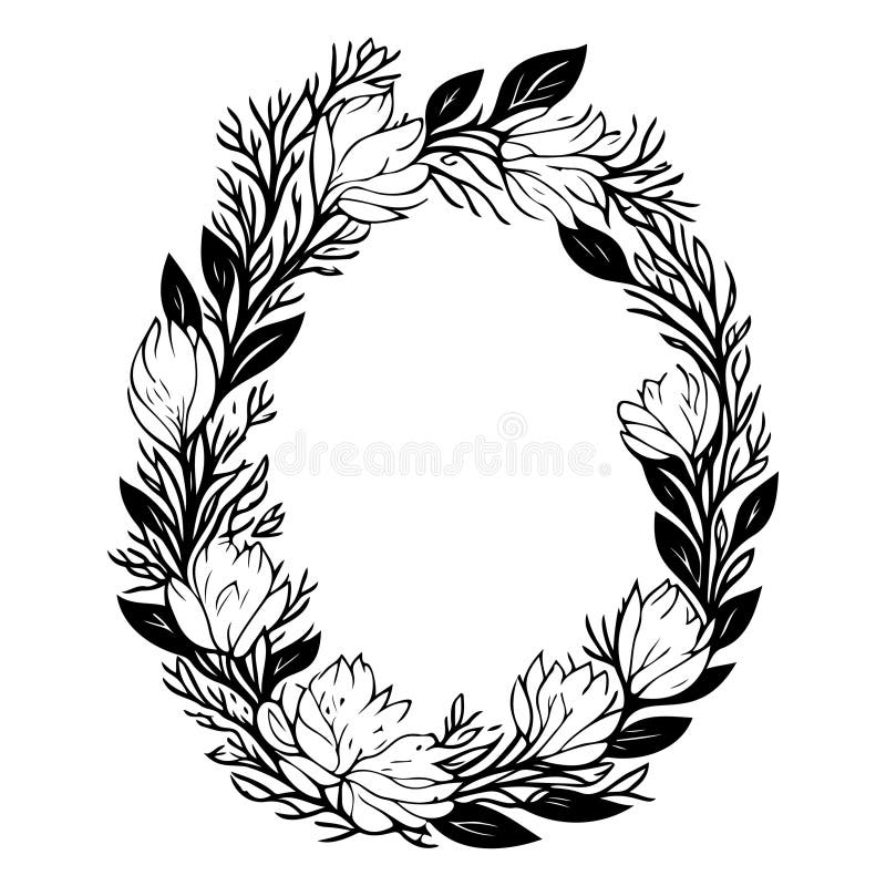 Oval Frame Flower Icon Hand Draw Black Logo Symbol Perfect Stock Vector ...