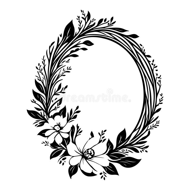 Oval Frame Flower Icon Hand Draw Black Logo Symbol Perfect Stock Vector ...