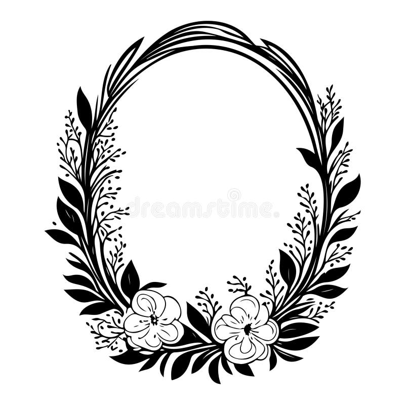 Oval Frame Flower Icon Hand Draw Black Logo Symbol Perfect Stock Vector ...