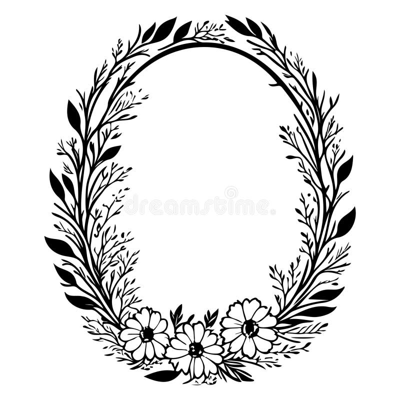 Oval Frame Flower Icon Hand Draw Black Logo Symbol Perfect Stock ...