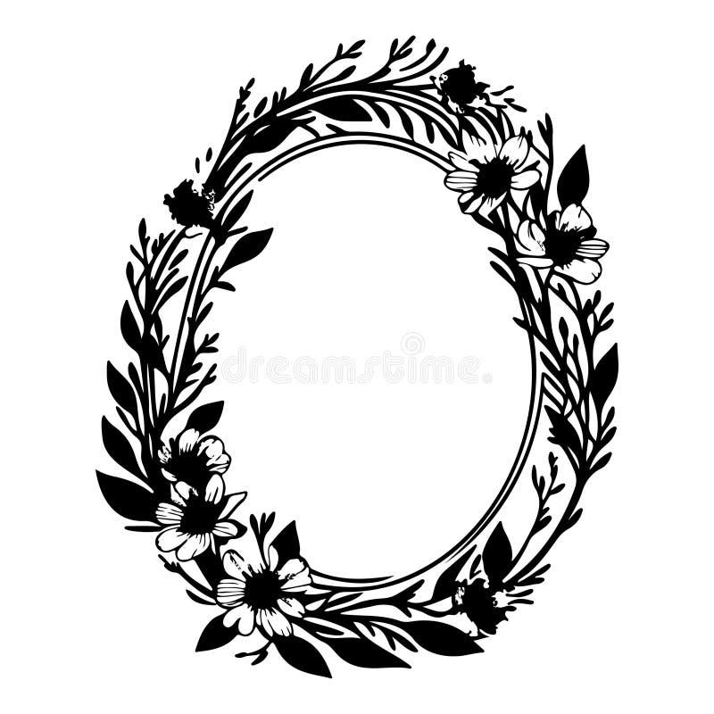 Oval Frame Flower Icon Hand Draw Black Logo Symbol Perfect Stock Vector ...