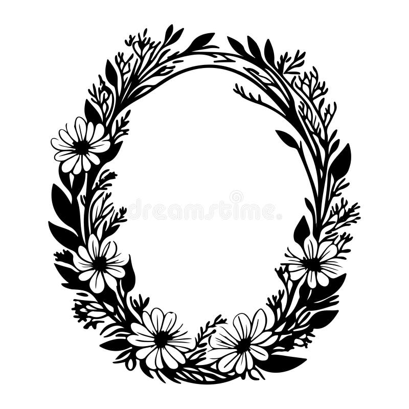 Oval Frame Flower Icon Hand Draw Black Logo Symbol Perfect Stock Vector ...