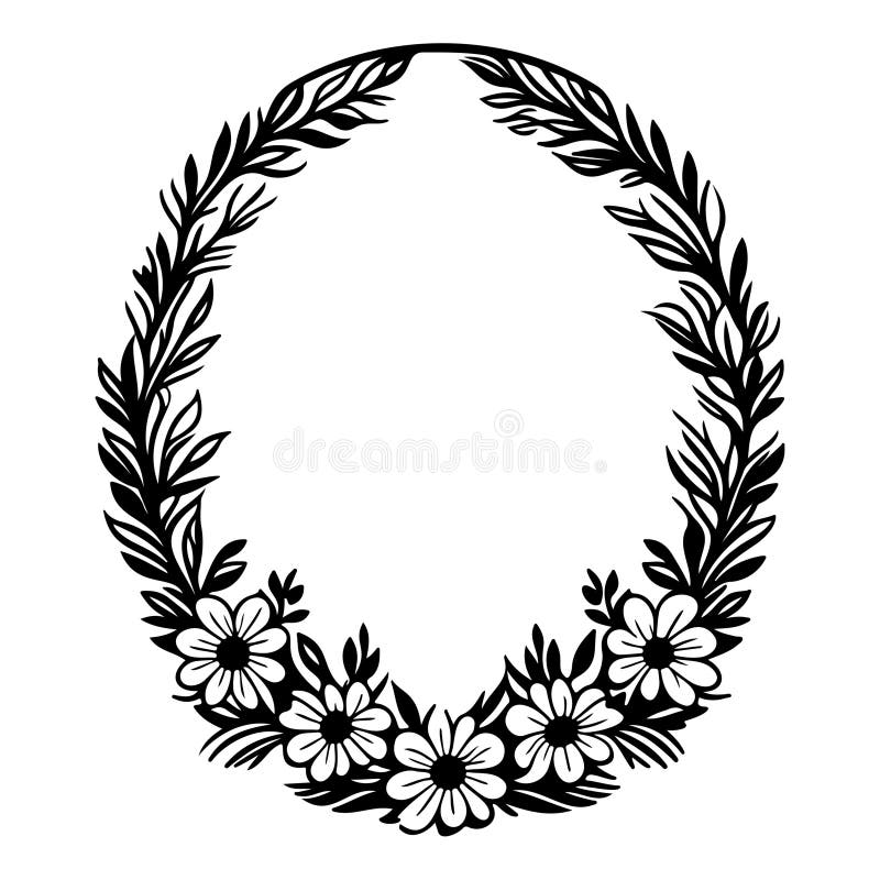 Oval Frame Flower Icon Hand Draw Black Logo Symbol Perfect Stock Vector ...