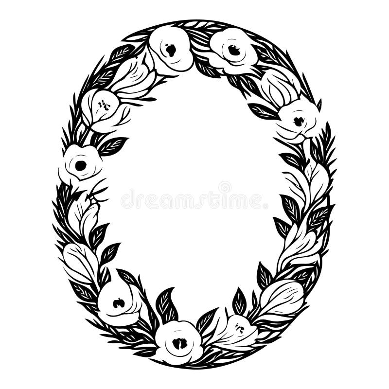 Oval Frame Flower Icon Hand Draw Black Logo Symbol Perfect Stock ...
