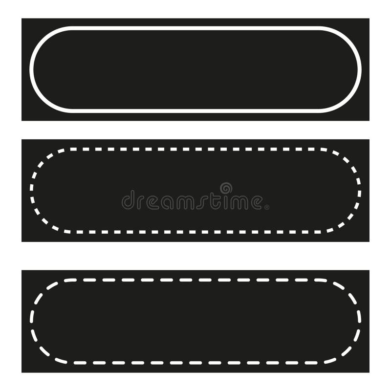 Oval Frame Icon. Dashed Border Symbol. Black Outlined Shapes. Vector ...