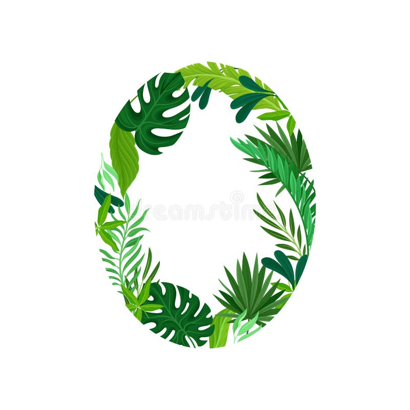 Oval Frame of Leaves Placed Inside. Vector Illustration on White ...