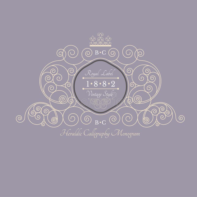 Royal Monogram Design Template. Calligraphic Labels and Frames from ...