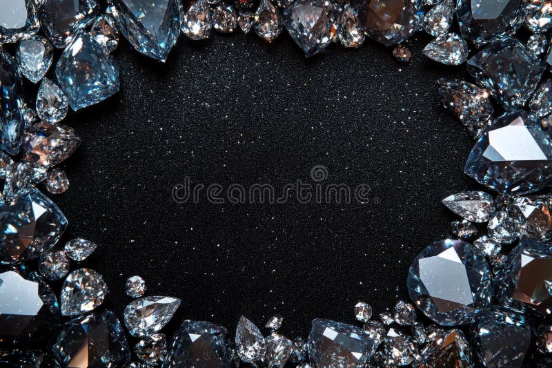 Oval Frame Made of Shiny Diamonds on a Black Glitter Background ...