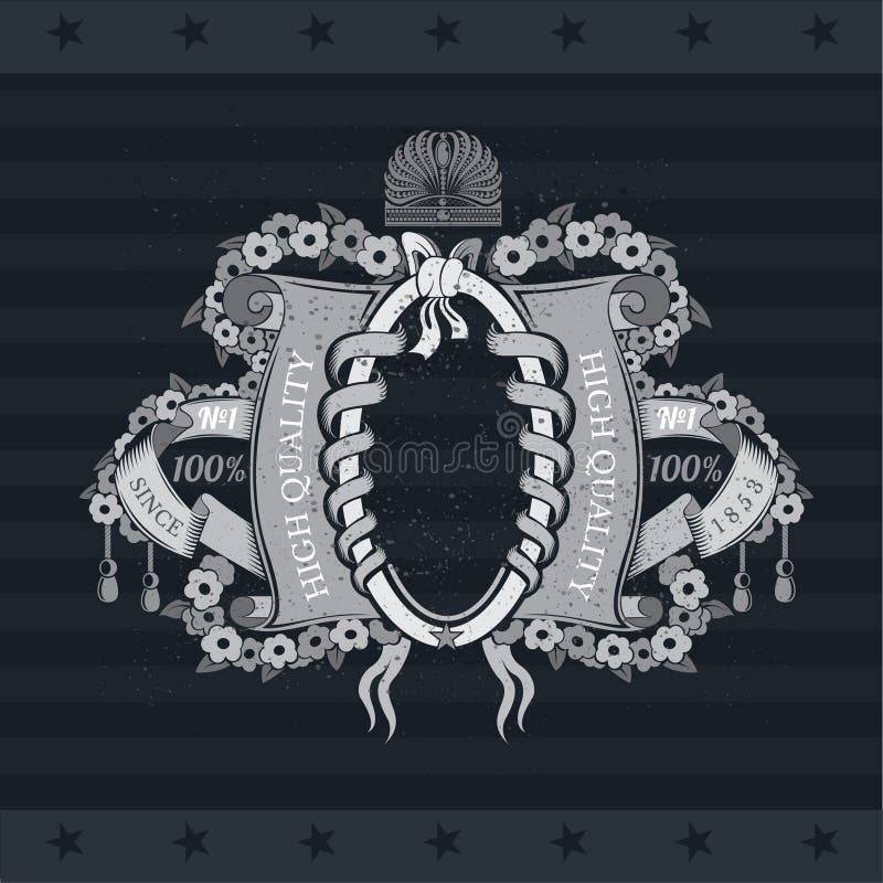 Oval Frame between Open Scroll, Flower Wreath and Winding Ribbon ...