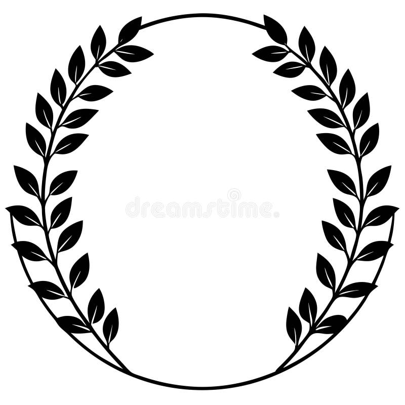 Oval Frame with Outline Leaves Stock Vector - Illustration of contour ...