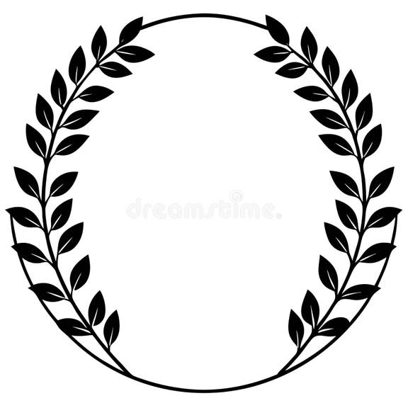 Oval Frame with Outline Leaves Stock Vector - Illustration of contour ...
