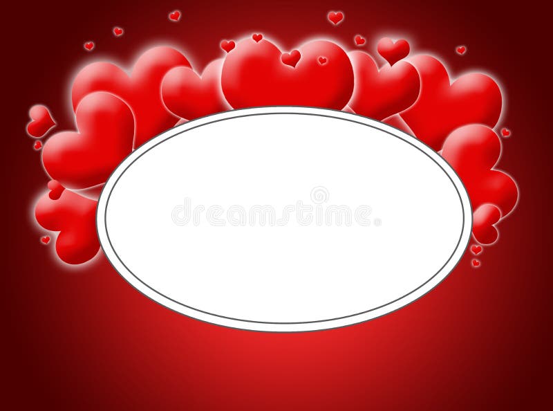 Oval Frame with Red Hearts and Space for a Copy. Stock Illustration ...