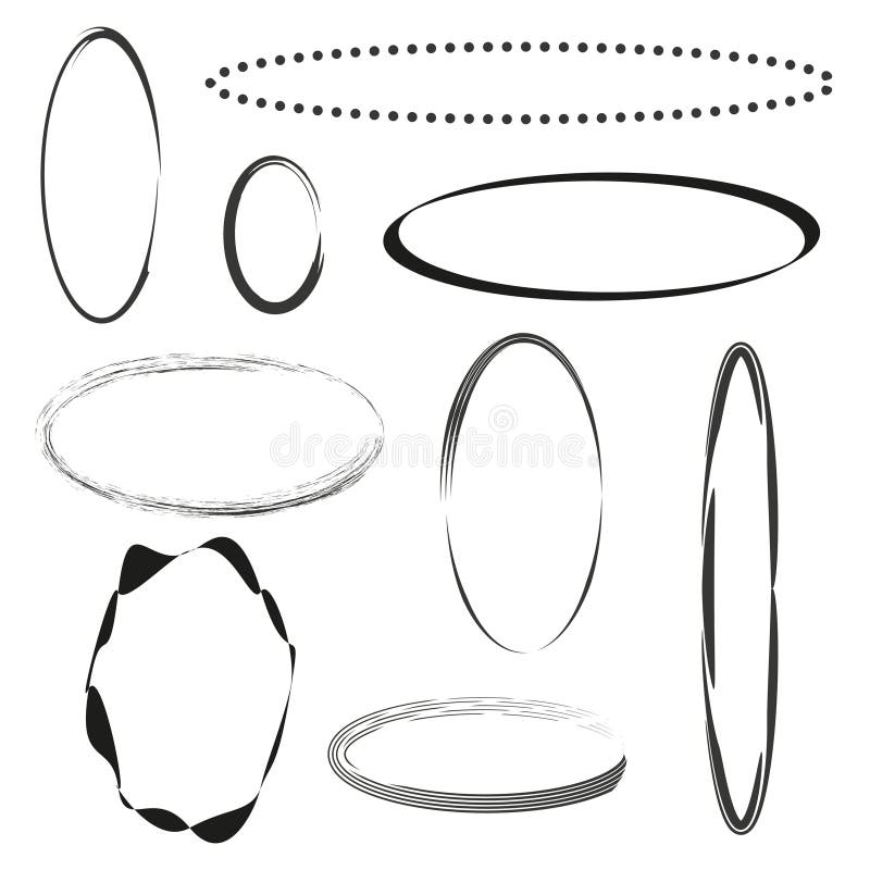 Oval Frame Set. Various Elliptical Shapes. Black and White Contrast ...