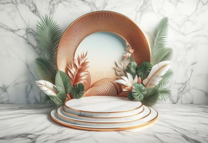 An Oval Frame Surrounded by Vibrant Tropical Leaves and Flowers on a ...