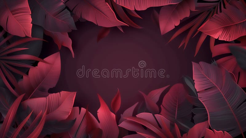 Oval Frame with the Texture of Abstract Dark Maroon Tropical Leaves ...