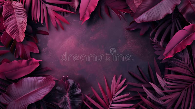 Frame with the Texture of Abstract Dark Maroon Tropical Leaves, Copy ...