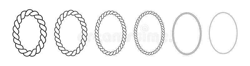 Oval frames made of rope. stock vector. Illustration of boarder - 303953980