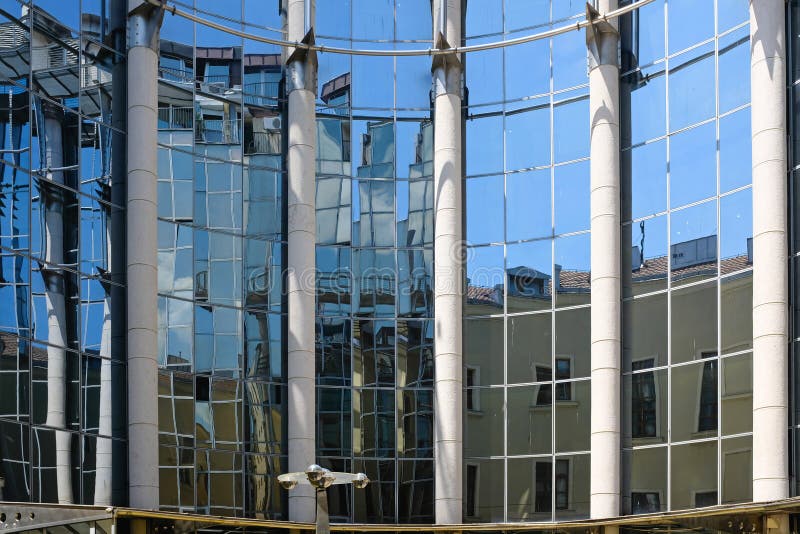 Oval glass building stock photo. Image of modern, reflections - 237204988