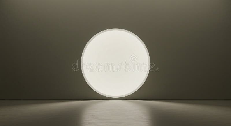 Oval Glowing Light Dark Wall Minimalist Abstract Space Concept Modern ...