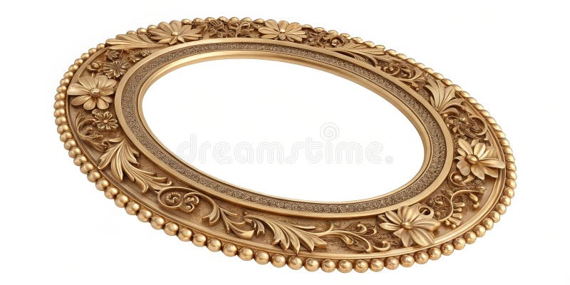 Oval Gold Frame Floral, Ornate Design, 3D Render, Luxury Decor, Gold ...